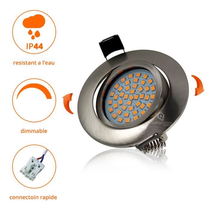Spot Led Encastrable Extra Plat Dimmable Orientable Salle De Bain Ip44