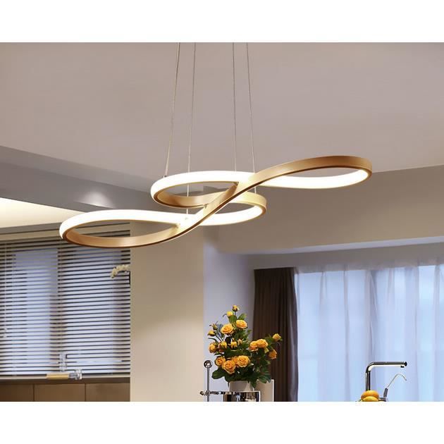 Lustre - suspension LED Courbé dimming avec télécommande Lustre Led ...