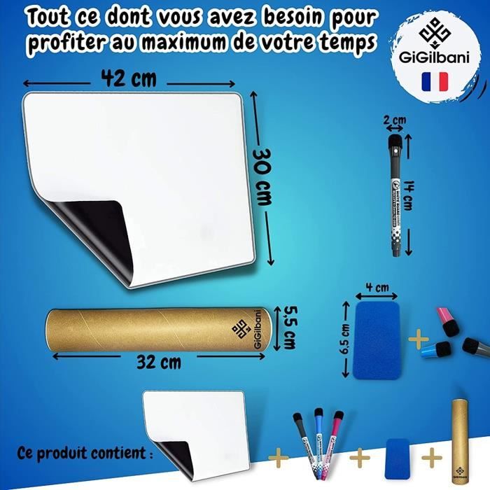 Tableau Blanc Magnétique pour Frigo A3 Tableau Effaçable à Sec Aimanté ...