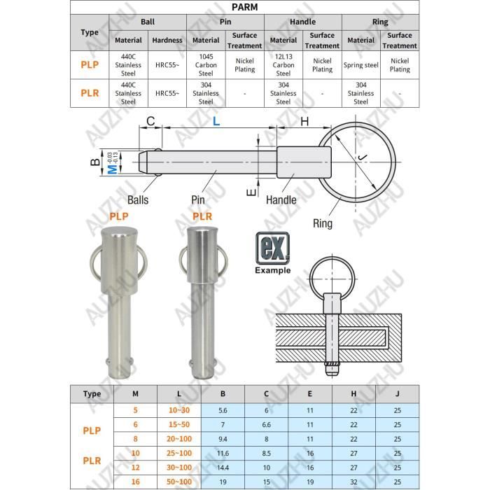 PLP Goupilles à déclenchement rapide en acier inoxydable Goupilles de ...