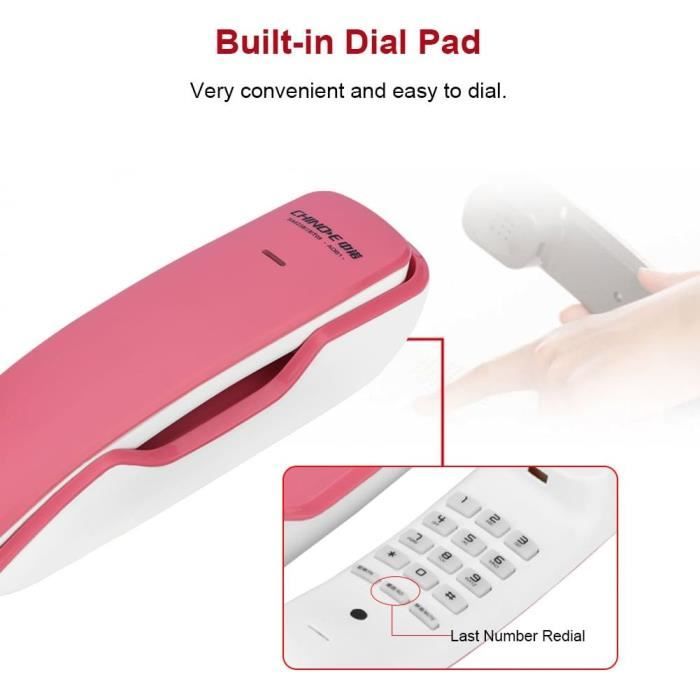 Téléphone Filaire Couleur Rose - Téléphone Fixe avec Fonction De ...