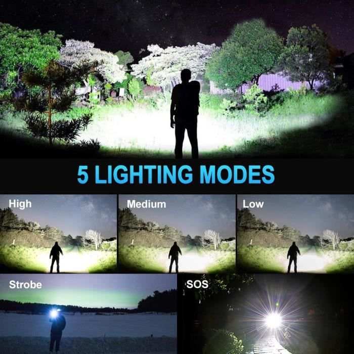 Lampe Torche LED Ultra Puissante, 90000 lumens Lampe Torche ...