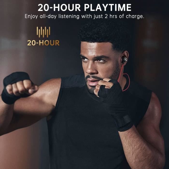 Ecouteurs Bluetooth, Ecouteurs Sans Fil Avec Micro Cvc8.0, 20 Heures D ...