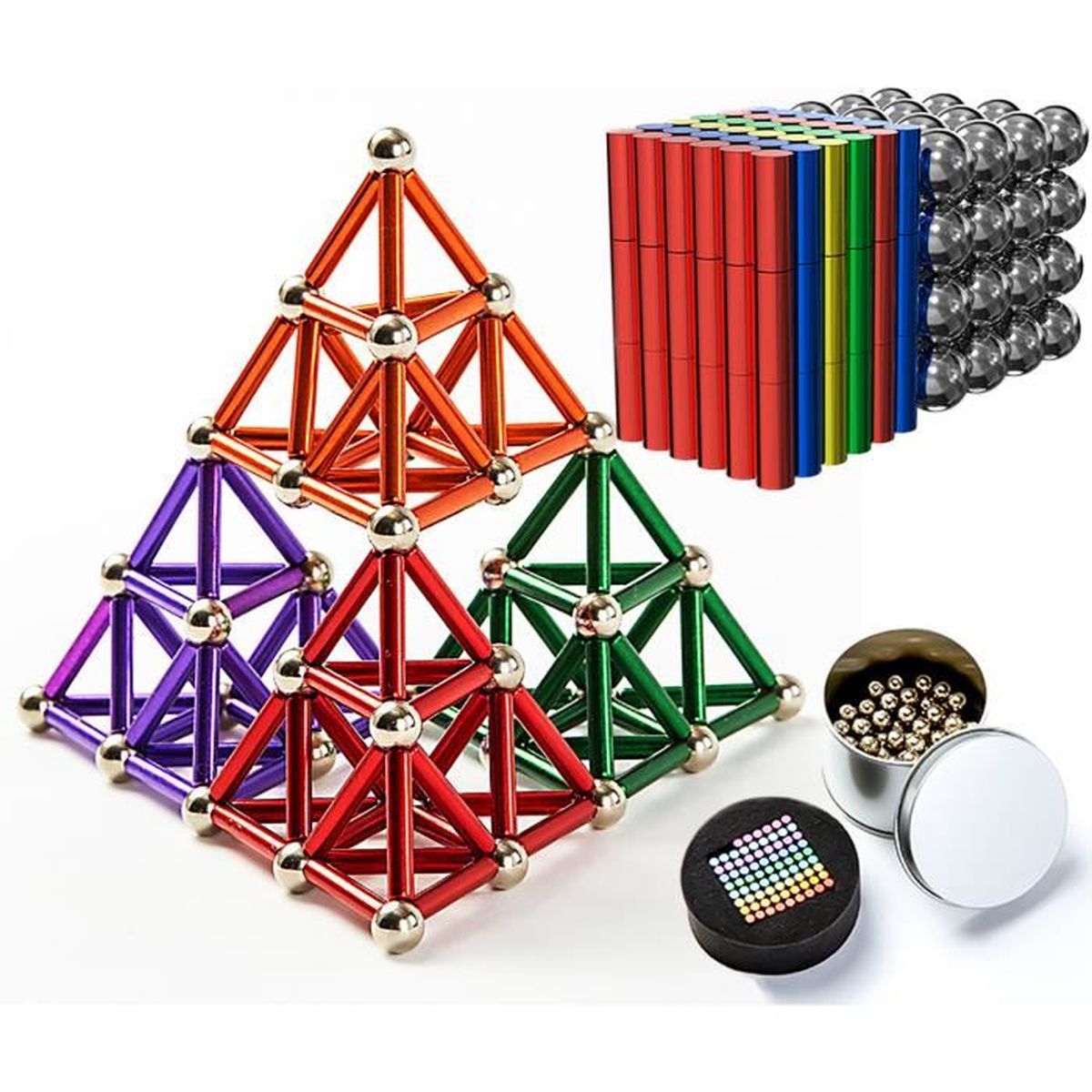 310 Pièces Bâtons Magnétiques , Cube Magnétiques Jouets de Construction ...