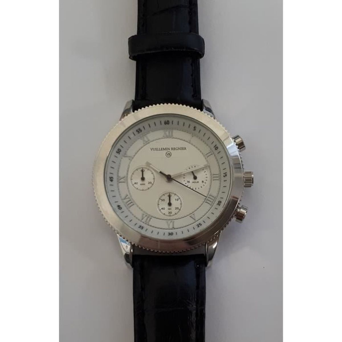 VUILLEMIN REGNIER Montre Homme Bracelet Cuir véritable Noir , - Achat ...