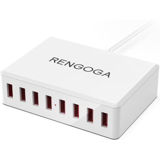 Chargeur USB Multiple, 8 Port USB-A Chargeur Multi 50W Station de ...