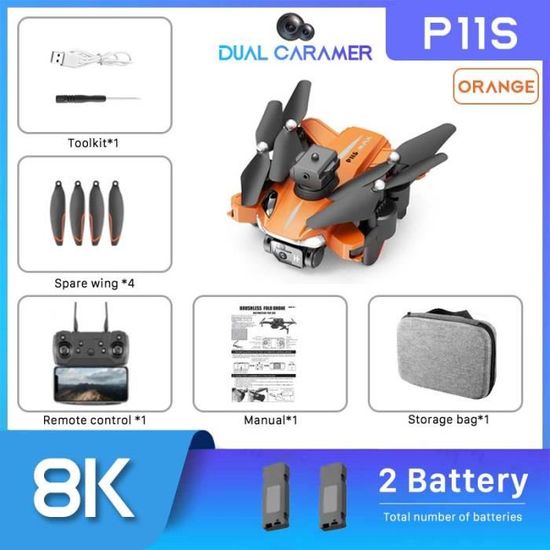 Orange-2 C-2B-PAXA Drone P11S Professionnel 8K HD pour Touristes ...