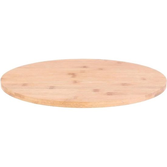 KA4331 Plateau Rond Tournant Plat Rotatif Bois Bambou Beige D35 x H2,5 ...