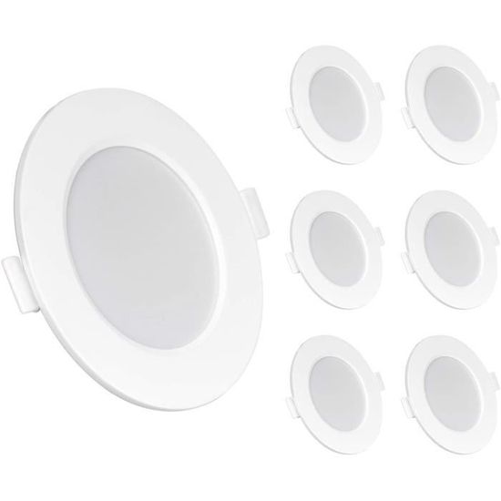 XimstF Lot de 6 spots LED encastrables plats à intensité variable 6W 230 VBlanc chaud IP44 Spot ...
