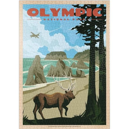 Olympic National Park - Wapiti At Ruby Beach, Vintage Travel Poster ...