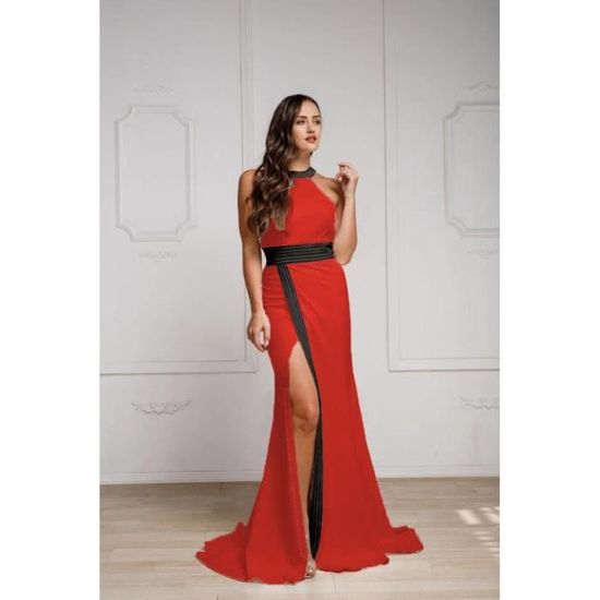 Robe Femme Chic Elégant exquis Glamour Classique Bohème Rouge Rouge ...