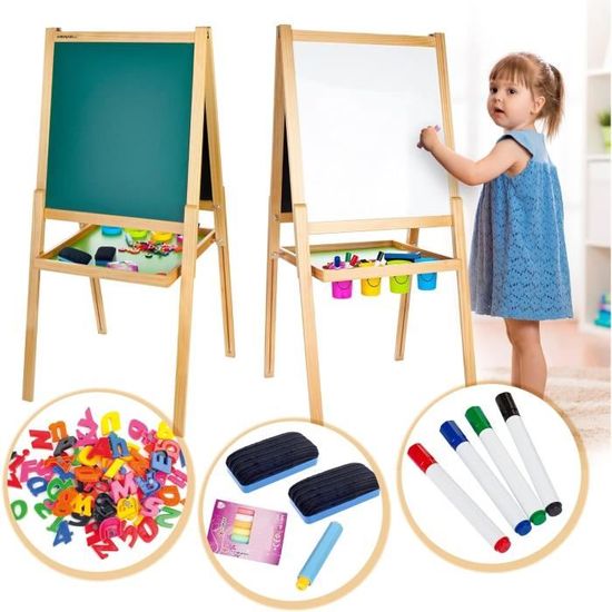 Merkell Deluxe Tableau Noir et Blanc Multifonction avec Accessoires ...