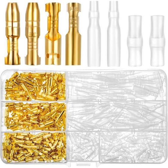 Lot De 400 Connecteurs Ronds Doubles Pour Moto - 3,9 Mm - Avec Manchons ...