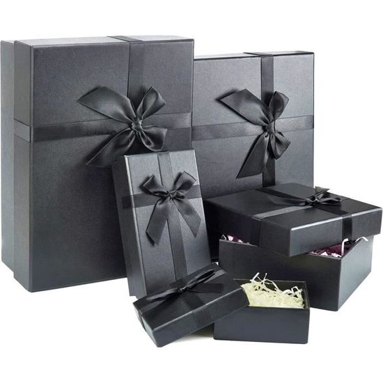 Lot De 5 Boîtes Cadeaux Rigides Avec Couvercles, Nœuds En Satin Et ...