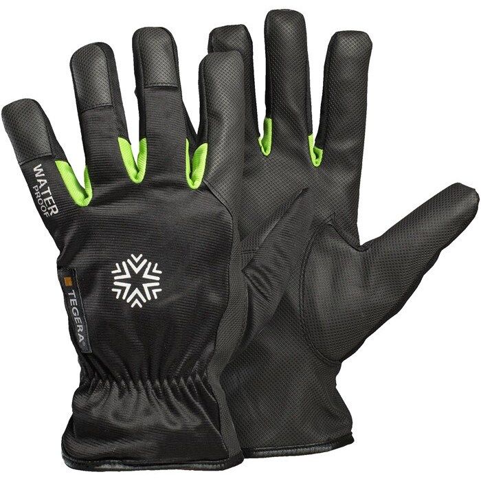 Gants de protection en cuir synthétique, doublé hiver TEGERA - Noir ...