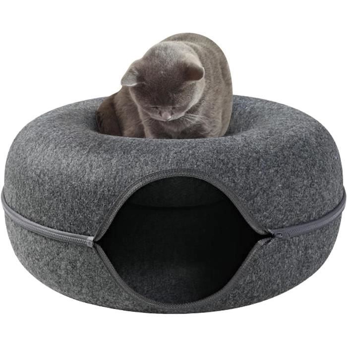 Grand lit Tunnel pour Chat, Lit Tunnel Rond en Feutre Durable pour Chat ...