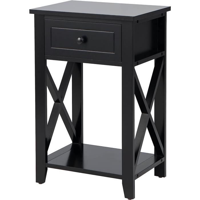 Table de Chevet avec 1 Tiroir et EtagèreTable d’Appoint en Bois, Petite Table 40x30x61 CM, Bout ...