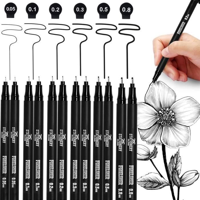 Set De Feutres Fins – Pour Dessin-Feutre Noir Dessin,Stylo Feutre ...