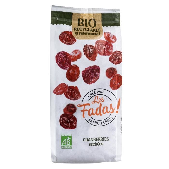 Cranberries séchées Bio en sachet de 150g Les Fadas de Fruits Secs ...
