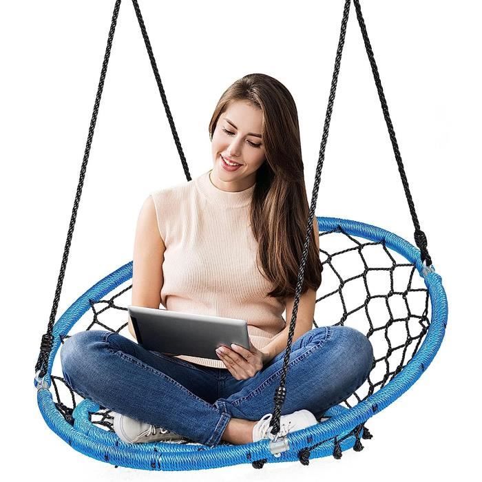 Chaise Suspendu, Balançoire Nid d’Oiseau en Filet Tricoté par Corde PE ...