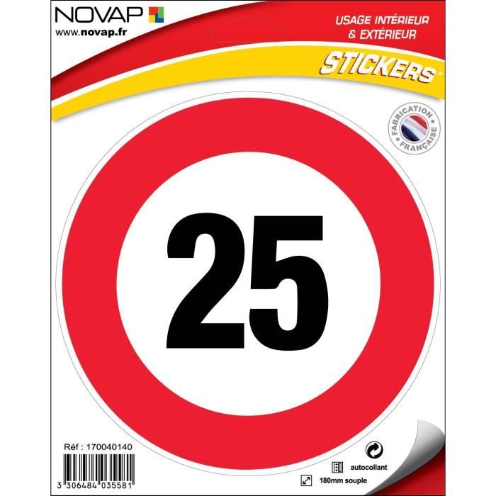 Panneau Vitesse limitée à 25 km-h - Vinyle adhésif Ø180mm - 4035581 ...