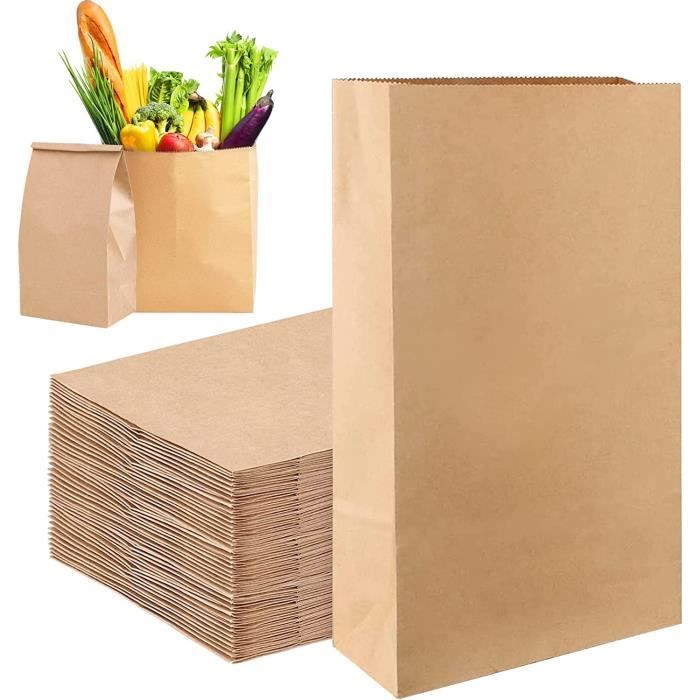 50 pièces Sacs en Papier Kraft 15.5 x 10 x 30 cm Brun Sachet Papier ...