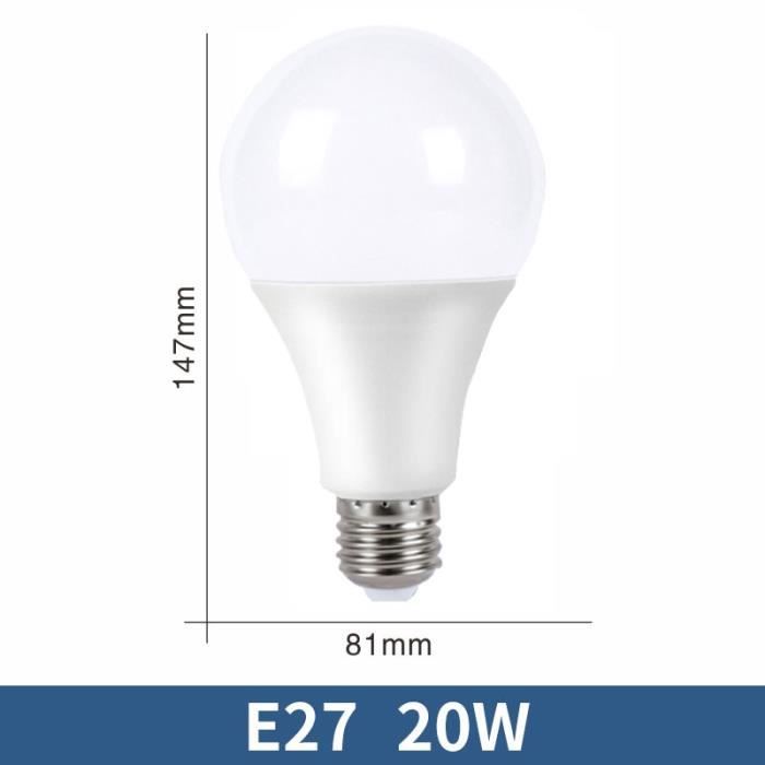 (E27 20W|220V|Cold Whtie)Ampoule LED pour Lampe de Table ou Éclairage d'Intérieur, Culots E27 ou ...