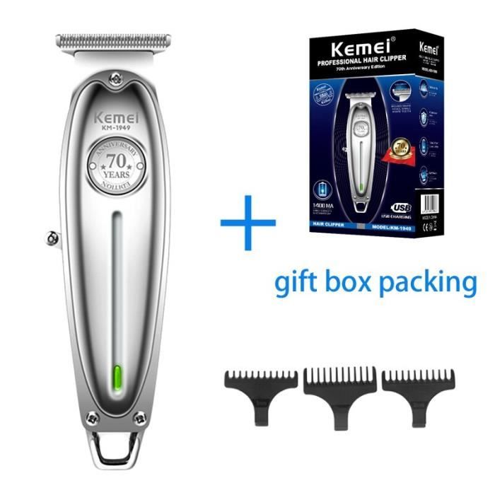 Km-1949 Tondeuse professionnelle en métal pour hommes, rasoir électrique Rechargeable pour barbe ...