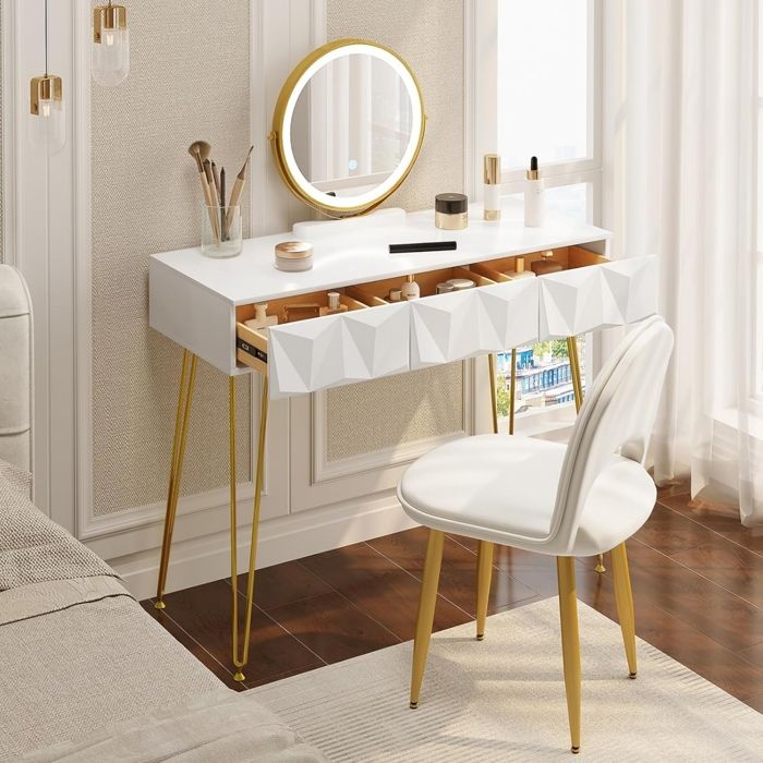 EUGAD Coiffeuse pré-assemblé - avec chaise en Velours - Table de ...