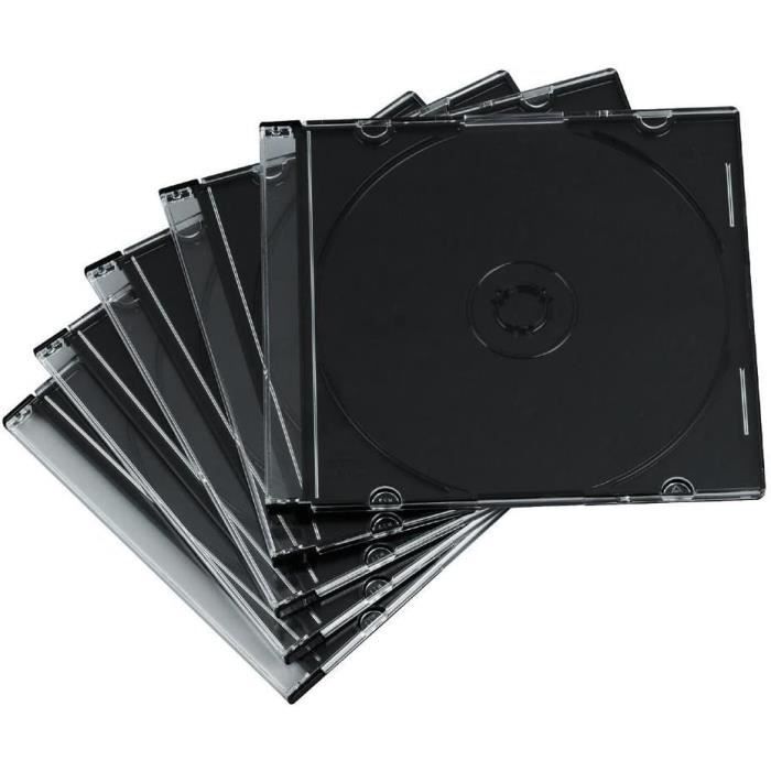 Lot de 100 Boîtiers CD Slim pour CD et Disques Blu-ray Hama Noir ...