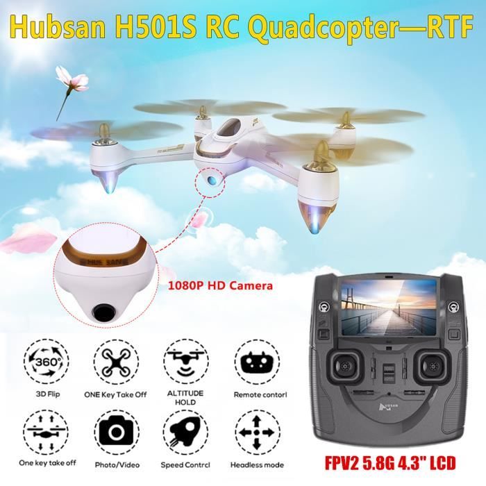 Hubsan H501S X4 Standard RTF Drone 5.8G FPV Caméra 1080P HD Brushless ...