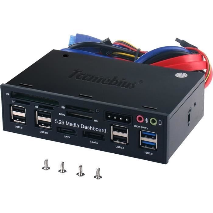 Tcc-Ql5E 5.25 Pouces Pc Multifonction Tableau De Bord Médias Panneau Avant, Avec Sata E-Sata Usb ...