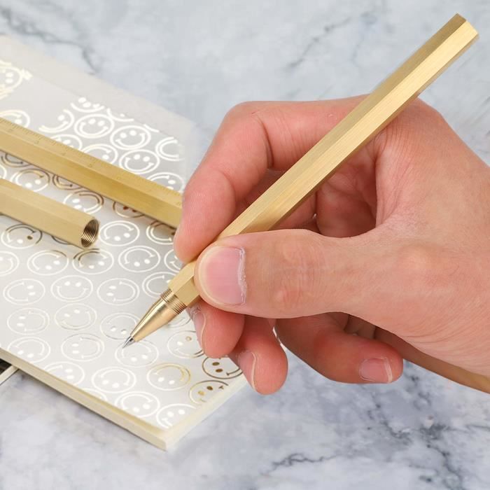 Stylo signature Stylo Gel En Laiton Brossé Hexagone 0.5mm Stylo D ...