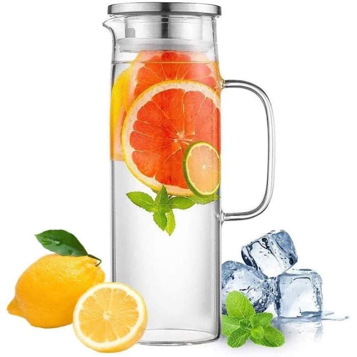 HwaGui Carafe eau Verre, Carafe d'eau de Borosilicate Couvercle en ...