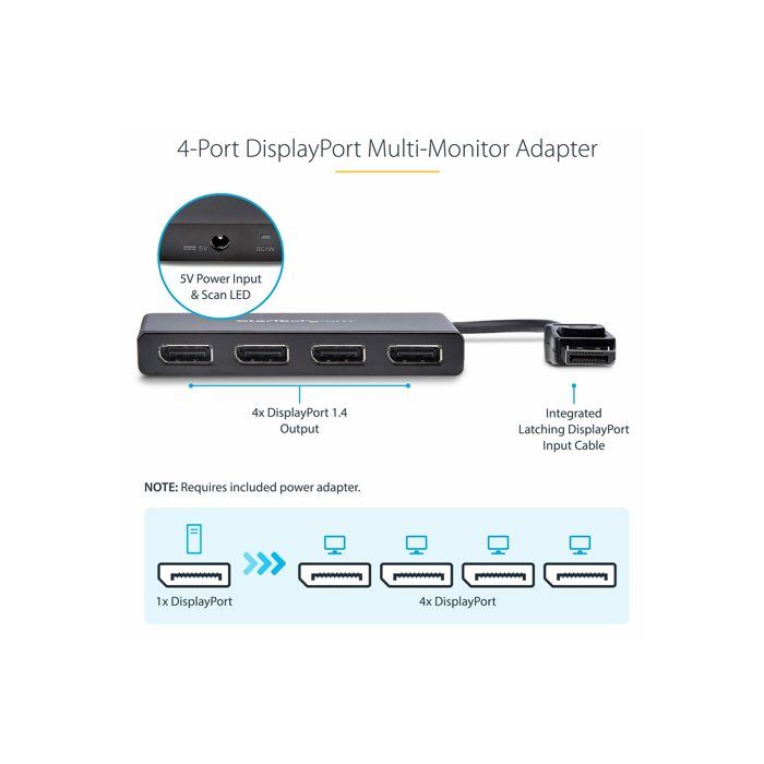 Hub MST - StarTech - MSTDP124DP - 4x DisplayPort - Résolution jusqu'à 4K - Noir - Cdiscount ...