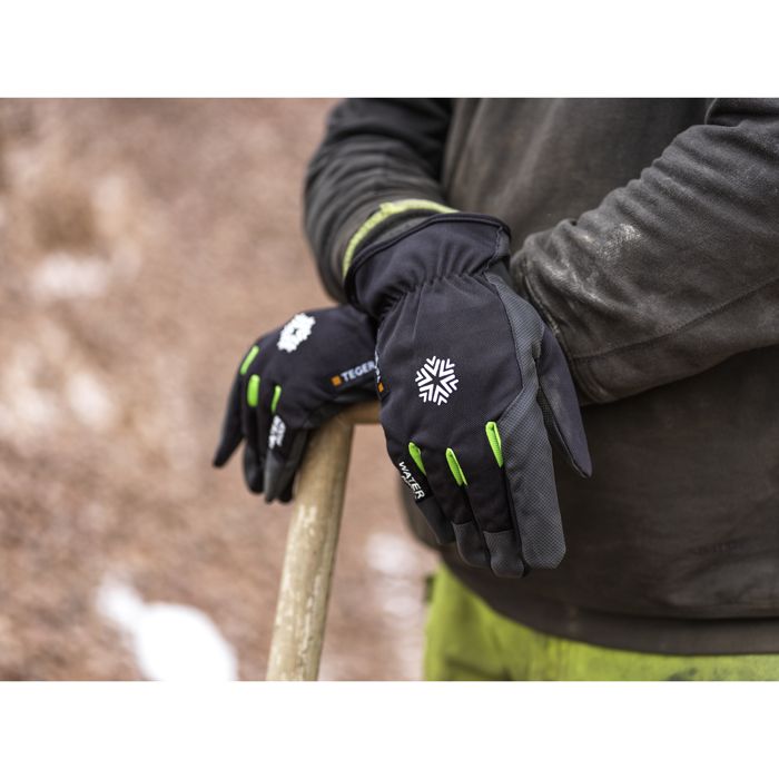 Gants de protection en cuir synthétique, doublé hiver TEGERA - Noir ...