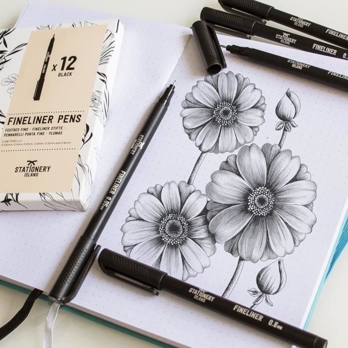 Set De Feutres Fins – Pour Dessin-Feutre Noir Dessin,Stylo Feutre ...
