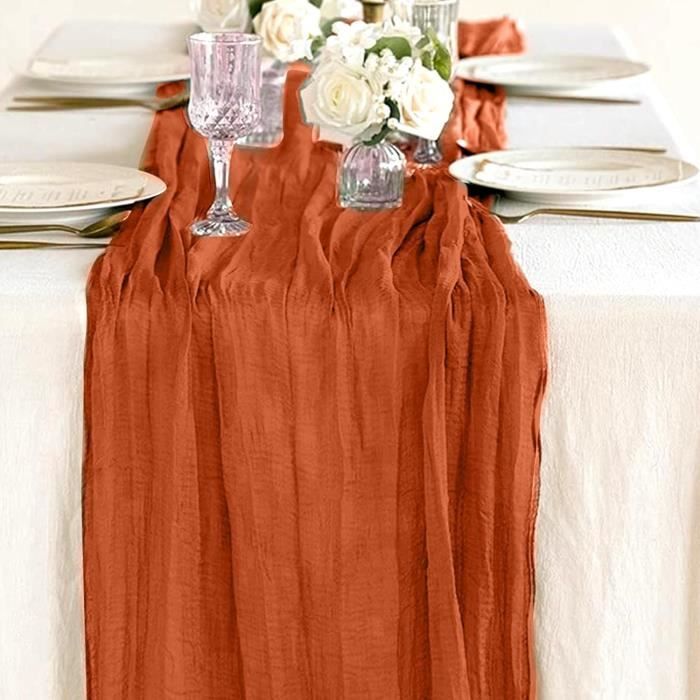 Chemin de Table Terracotta en Étamine 10 Pieds 90 x 300 cm - Orange ...