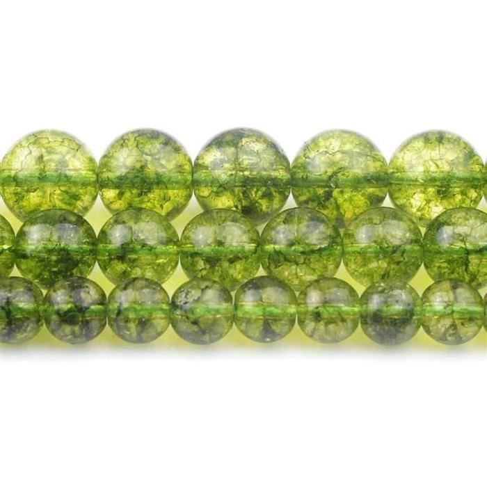 NO LOGO HYCSP Round Vert Peridot Crystal Stone Perles Naturelles en ...