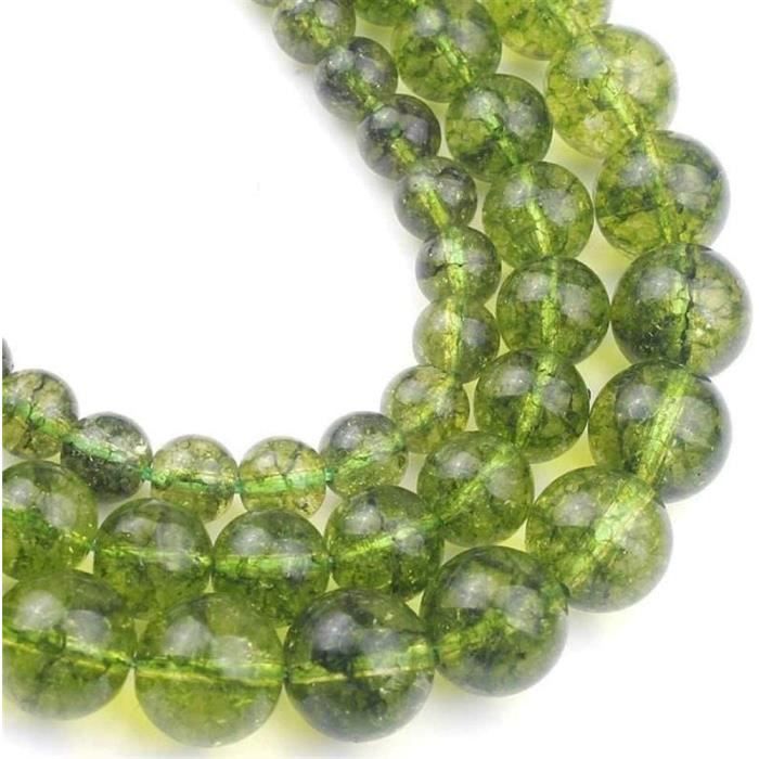 NO LOGO HYCSP Round Vert Peridot Crystal Stone Perles Naturelles en ...