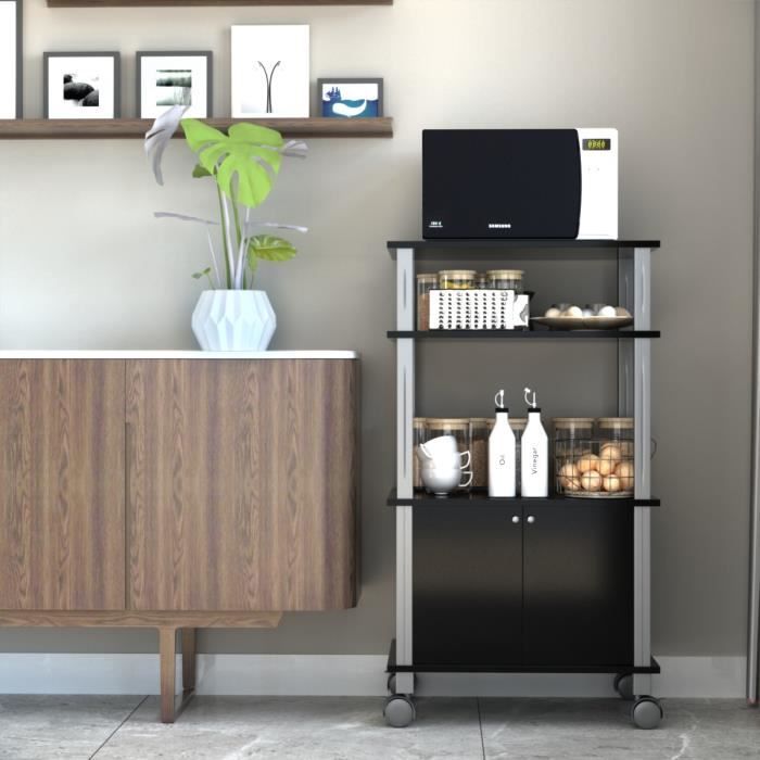 DREAMADE Support de Micro-Ondes en Bois, Etagère de Cuisine à Roulette ...