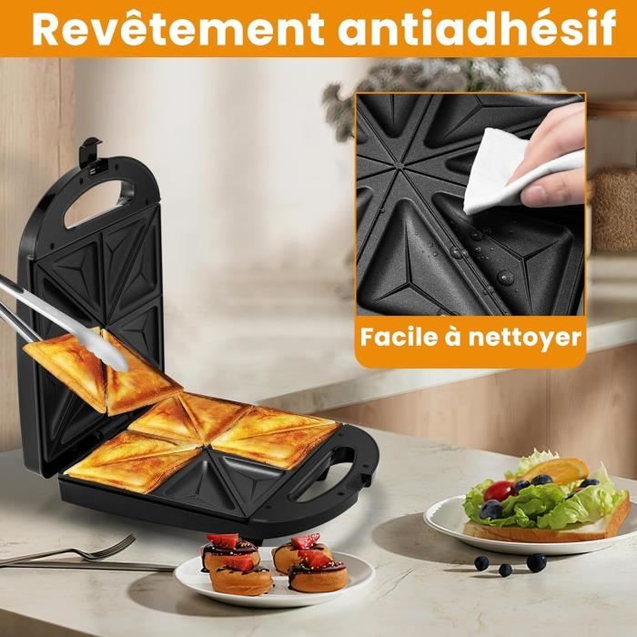 Appareil Croque Monsieur, Machine À Panini 4 Tranches Avec Plaques ...