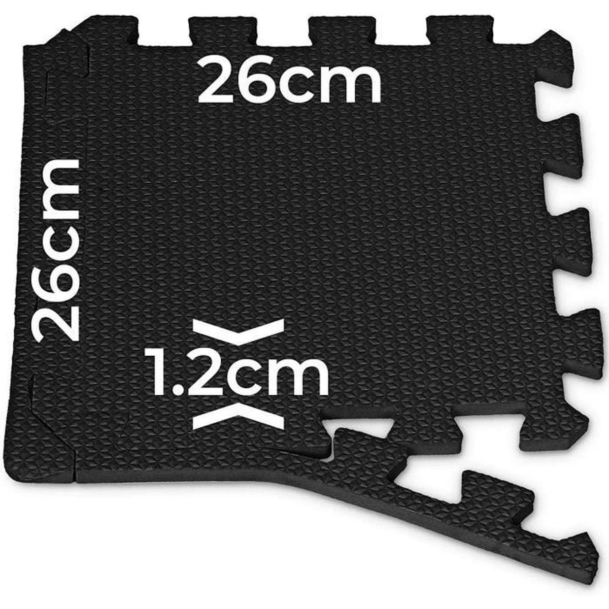 Tapis de Sol Puzzle - 16 Pièces, 26x26x1.2 cm, en Mousse EVA, Noir ...