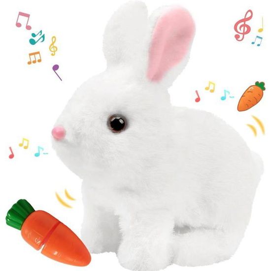Doudou Lapin Interactif Réaliste,Jouets de Lapin Interactifs,Electronique Lapin qui Marche et ...