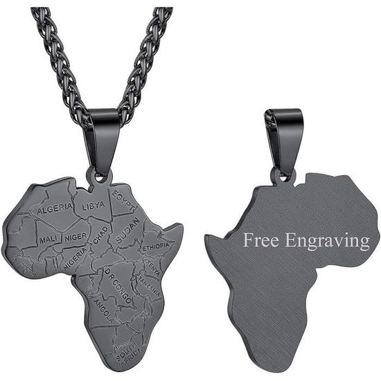 Pendentif Carte Afrique Collier Africain Continent Acier Inoxydable ...