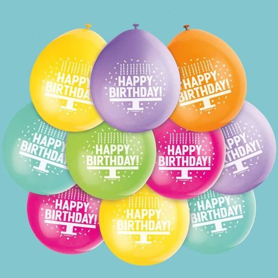 Party 56032 - Ballons De Baudruche - 23 Cm - Happy Birthday - Assortiment De 10[J34] - Cdiscount ...