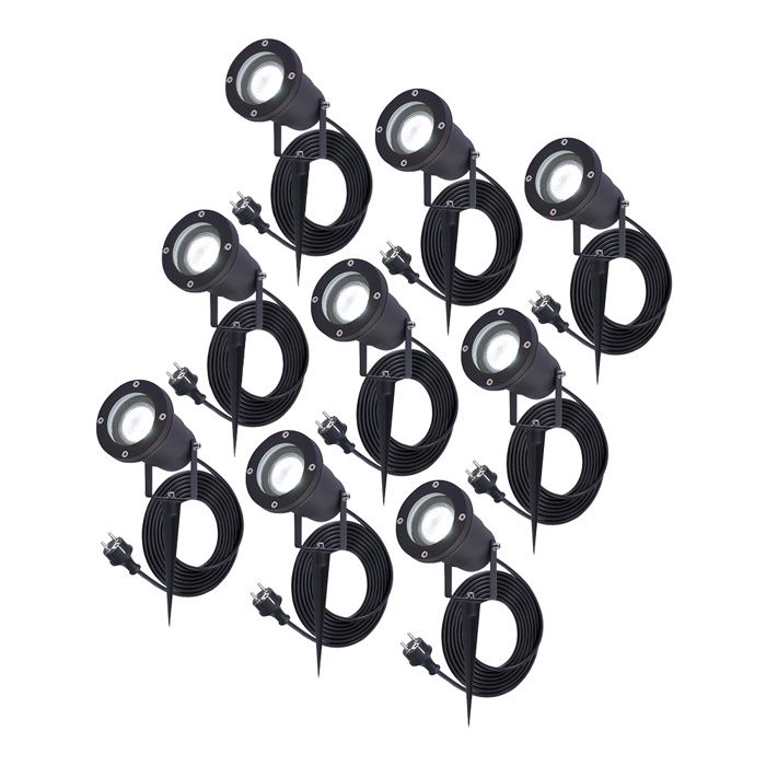 HOFTRONIC - Spot à Piquet LED - 9x 4W 6500K 345lm Orientable IP65 Noir ...