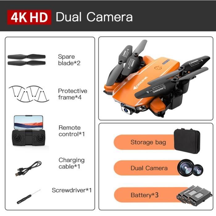 Orange Double 4K-3B-Lenovo-Drone R2s 8K 5G GPS Professionnel, Évitement ...