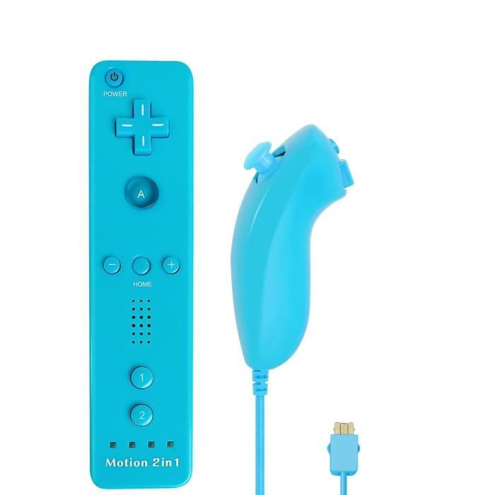 Ensemble bleu droit gauche - Contrôleur sans fil pour Nintendo Wii et Wii U, manette de jeu de ...