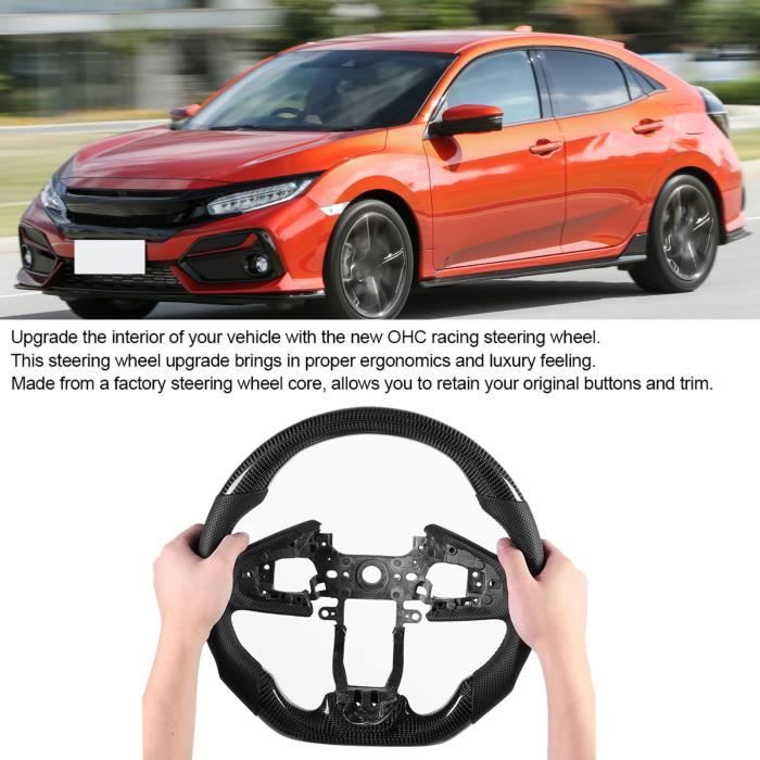 Akozon Volant Steering Wheel, Carbon Fiber Steering Wheel Pre-drilled ...
